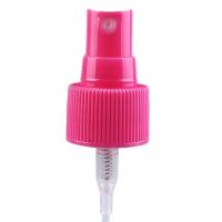 China Pink Ribbed Mist Pump Sprayer 24mm Atomiser Spray Cap With Tube for sale