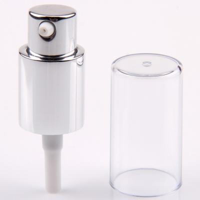 China 20/410 Cosmetic Cream Pump Aluminum Silver Lotion Pump With Full Cover for sale
