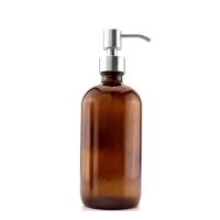 China 500ML Brown Glass Lotion Bottles With 28mm Pump Dispenser for sale