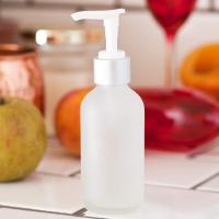 China LinDeer White 100ml Frosted Glass Pump Lotion Bottle ODM for sale