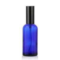 China LinDeer 50ml Blue Glass Pump Cosmetic Spray Bottle With Black Mist Sprayer for sale