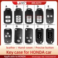 China Wearproof Honda Leather Car Key Case Printed Logo With Precise Button for sale
