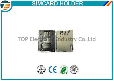 China ATTEND SIM Card Socket 115A-ADA0-R02 - 1.27mm Pitch 6-Pin Push-Push Type Holder with 10,000 Cycle Durability for sale
