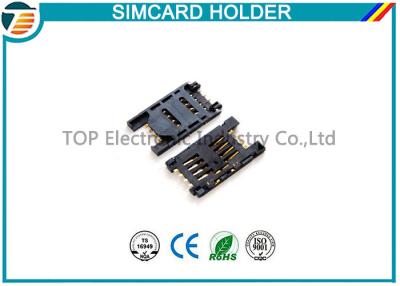 China Micro SIM Card Holder Surface Mount Right Angle 2.54mm Pitch 2.5mm Height with Board Guide and Gold Plating for sale