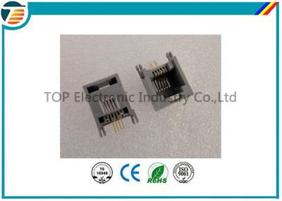 China RJ45 Terminal Block Connector 6P4C Gray with EMI Filter 1x1 Port - 120-150VAC, -40°C to +85°C Operating Range for sale