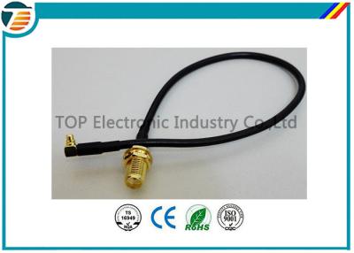 China 50 Ohm SMA Male to MMCX Right Angle RF Coaxial Pigtail Cable with RG174 Construction - 5cm to 15cm Length Options for sale