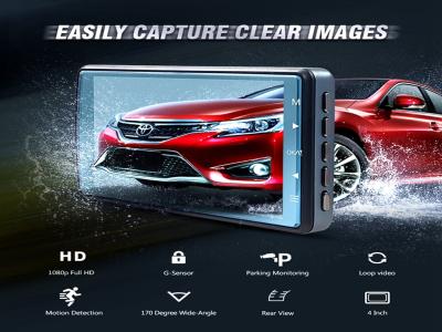 China 4Inch Blackbox Car Dash Cam Recorder Parking Monitor With Loop Recording for sale