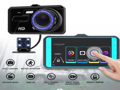 China XINLIHANG 1080P 4inch Front And Interior Dash Cam with Speed Indicator for sale