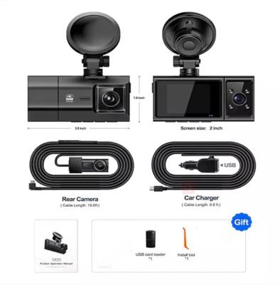 China 4K Front Rear Dual Dashcam Wifi Gps Full Hd Full Hd Car DVR Hidden 1440P 3Channel for sale
