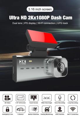 China WIFI APP IPS Full Screen GPS Dashboard Camera Recorder Mirror 3.16 Inch for sale