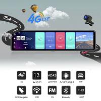 China Android 8.1 4G Rearview Mirror 1080P Full Hd Car DVR Vehicle Blackbox 12 Inch Dual Lens for sale