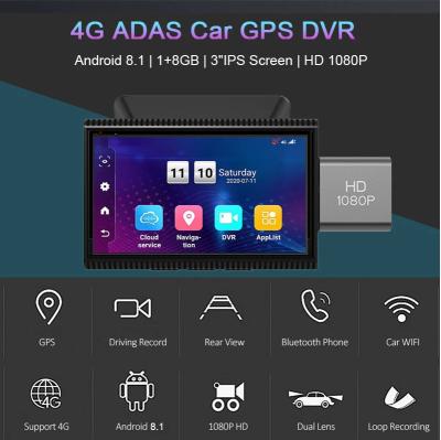 China Android IPS 4G Car DVR Built In GPS Navigator WIFI Remote Monitoring Video Recorder for sale