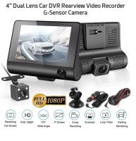 China Wide Angle 4inch Digital Car DVR Three Lens Dash Cam Black Box Video Recorder G Sensor for sale