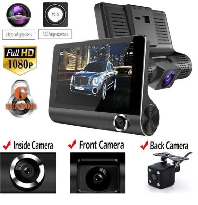 China 4 Inch Car Camcorder FHD 1080P Triple Lens DVR Dashboard Camera 170 Degree for sale