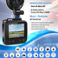 China 70mi Dash Cam Dual Lens 4K UHD Recording Car Camera DVR Night Vision WDR Built-In GPS Wi-Fi G-Sensor Motion Detection for sale