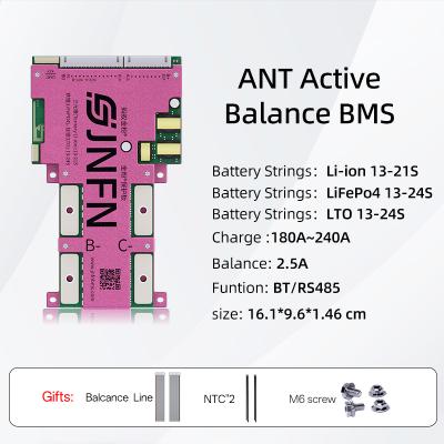 China JNFN ANT 2.5A Smart Active Balance BMS 13S-24S 180A-240A For Lifepo4 Battery Pack RV Scooter Golf-cart E-motorcycle Cleaning vehicles Marine vessels for sale