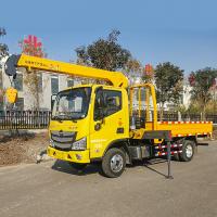 China New Design 4X2 Cargo Truck 4 Tons/3.2 tons truck mounted crane 3/4 Sections Boom knuckle crane for sale