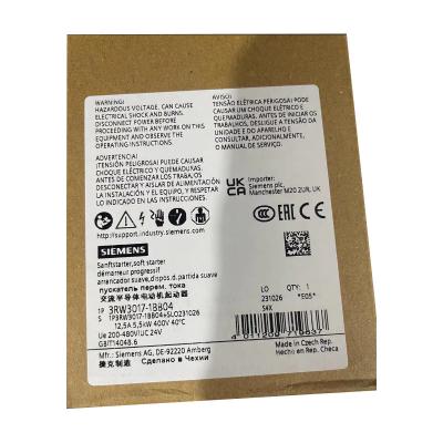 China SIEMENS	3RW3017-1BB04 SIRIUS SOFT STARTER S00 12.5 A, 5.5 KW/400 V, 40 °C 200-480 V AC, 24 V AC/DC SCREW TERMINALS for sale