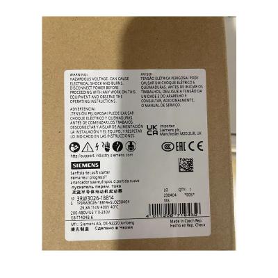 China SIEMENS	3RW3026-1BB14 SIRIUS SOFT STARTER S0 25 A, 11 KW/400 V, 40 °C 200-480 V AC, 110-230 V AC/DC SCREW TERMINALS for sale