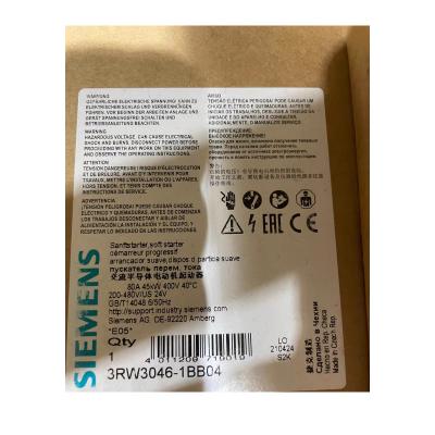 China SIEMENS	3RW3046-1BB04 SIRIUS soft starter S3 80 A, 45 kW/400 V, 40 °C 200-480 V AC, 24 V AC/DC Screw terminals for sale
