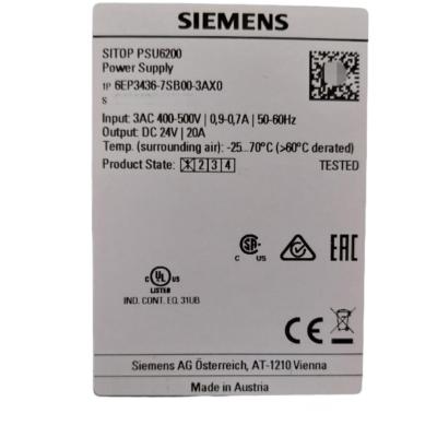 China SIEMENS 6EP3436-7SB00-3AX0 SITOP PSU6200 24 V/20 A STABILIZED POWER SUPPLY INPUT: 400 - 500 V AC  OUTPUT: 24 V DC/20 A for sale