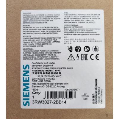 China SIEMENS 3RW3027-2BB14 SIRIUS SOFT STARTER S0 32 A, 15 KW/400 V, 40 °C 200-480 V AC, 110-230 V AC/DC SPRING-TYPE for sale