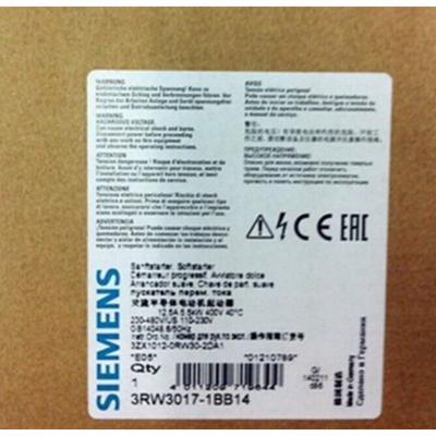 China SIEMENS 3RW3017-1BB14 SIRIUS SOFT STARTER S00 12.5 A, 5.5 KW/400 V, 40 °C 200-480 V AC, 110-230 V AC/DC SCREW TERMINALS for sale