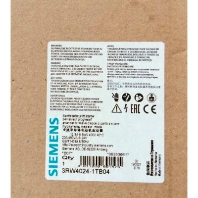 China SIEMENS 3RW4024-1TB04 SIRIUS SOFT STARTER S0 12.5 A, 5.5 KW/400 V, 40 °C 200-480 V AC, 24 V AC/DC for sale