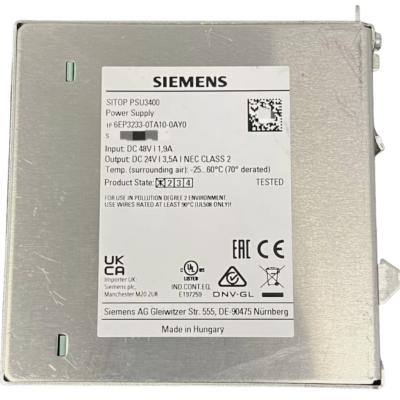 China SIEMENS 6EP3233-0TA10-0AY0 SITOP PSU3400 24 V/3.5 A STABILIZED POWER SUPPLY INPUT: 48 V DC (28…60 V) for sale
