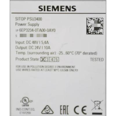 China SIEMENS 6EP3234-0TA00-0AY0 SITOP PSU3400 24 V/10 A STABILIZED POWER SUPPLY INPUT: 48 V DC (28…60 V) OUTPUT: 24 V DC/10 A for sale