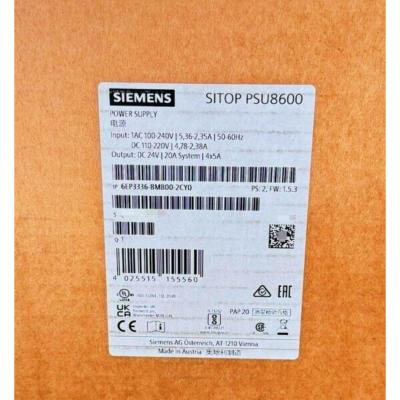 China SIEMENS 6EP3336-8MB00-2CY0 SITOP PSU8600 1AC 20 A/4X5 A PN STABILIZED POWER SUPPLY INPUT: 100-240 V AC for sale