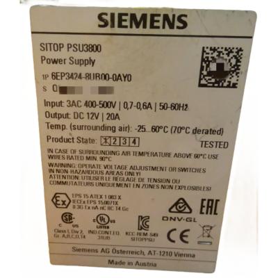 China SIEMENS 6EP3424-8UB00-0AY0 SITOP PSU3800 12 V/20 A STABILIZED POWER SUPPLY INPUT: 400-500 V 3 AC OUTPUT: 12 V DC/20 A for sale