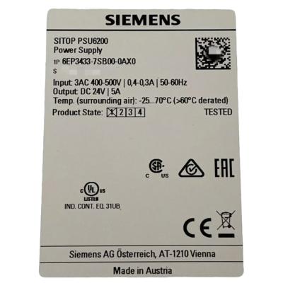 China SIEMENS 6EP3433-7SB00-0AX0 SITOP PSU6200 24 V/5 A STABILIZED POWER SUPPLY INPUT: 400 - 500 V AC OUTPUT: 24 V DC/5 A for sale