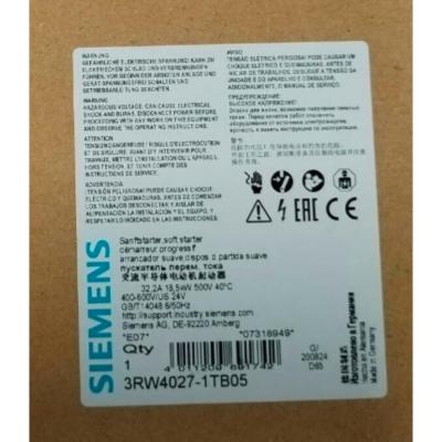 China SIEMENS 3RW4027-1TB05 SIRIUS SOFT STARTER S0 32 A, 18.5 K KW/500 V, 40 °C 400-600 V AC, 24 V AC/DC SCREW TERMINALS for sale