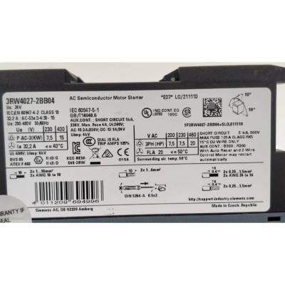 China SIEMENS 3RW4027-2BB04 SIRIUS SOFT STARTER S0 32 A, 15 KW/400 V, 40 °C 200-480 V AC, 24 V AC/DC SPRING-TYPE TERMINALS for sale