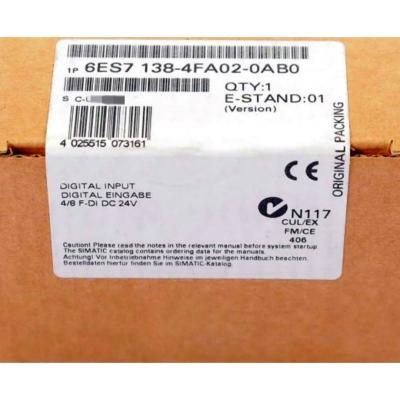 China SIEMENS 6ES7138-4FA02-0AB0 SIMATIC DP, ELECTRON. MODULE F. ET200S, 4/8 F-DI PROFISAFE, 24V DC for sale