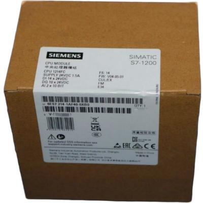 China SIEMENS  6ES7214-1AF40-0XB0 SIMATIC S7-1200F, CPU 1214 FC, COMPACT CPU, DC/DC/DC, ONBOARD I/O: 14 DI 24 V DC; 10 DO 24 V DC; 2 AI 0-10 V DC, POWER SUPPLY: DC 20.4-28.8 V DC, PROGRAM/DATA MEMORY 200 KB for sale