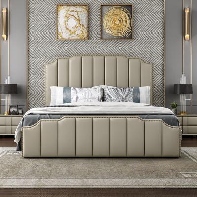 China Frosted Luxury Hotel Bedroom Furniture 1.8x2.0 M Leather Bed for sale