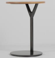 China Living Room Black Round Wood Coffee Table With Steel Base Side for sale