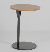China Living Room Black Round Wood Coffee Table With Steel Base Side for sale