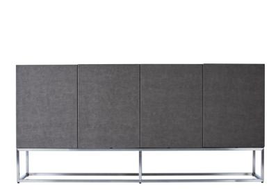 China Grey Veneered Panels Hotel Room Dresser With Metal Base for sale