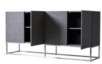 China Grey Veneered Panels Hotel Room Dresser With Metal Base for sale