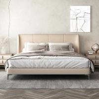 China Twin Bed Luxury Hotel Bedroom Furniture With Solid Wood Leather Bed for sale