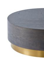 China Wooden Top Rounded Living Room Coffee Table Gold Stainless Steel Base for sale
