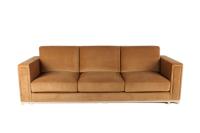 China Orange Velvet Home Living Room Sofa 3 Seat Solid Wood Frame for sale