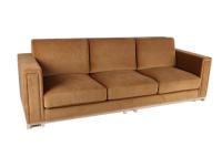 China Orange Velvet Home Living Room Sofa 3 Seat Solid Wood Frame for sale