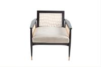 China Living Room Wooden Linen Fabric Rattan Woven Chairs Customized for sale