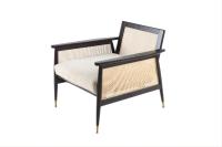 China Living Room Wooden Linen Fabric Rattan Woven Chairs Customized for sale