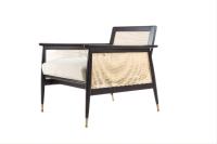 China Living Room Wooden Linen Fabric Rattan Woven Chairs Customized for sale