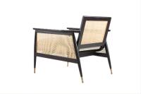 China Living Room Wooden Linen Fabric Rattan Woven Chairs Customized for sale